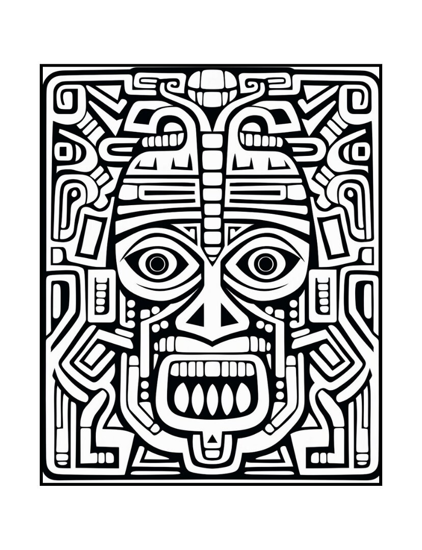 Mayan Art Coloring Book - 50 Pages - Etsy