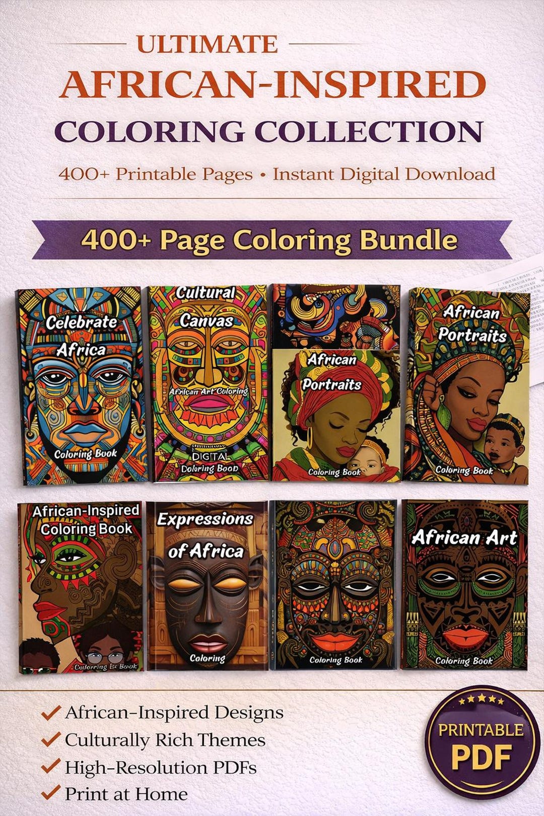 African Coloring Book Bundle: 300 Pages - 6 Books - Etsy