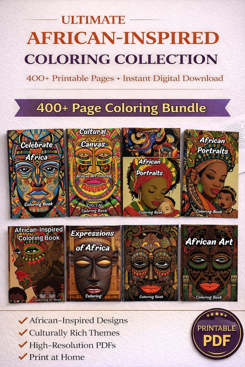 African Coloring Book Bundle: 300 Pages - 6 Books - Etsy