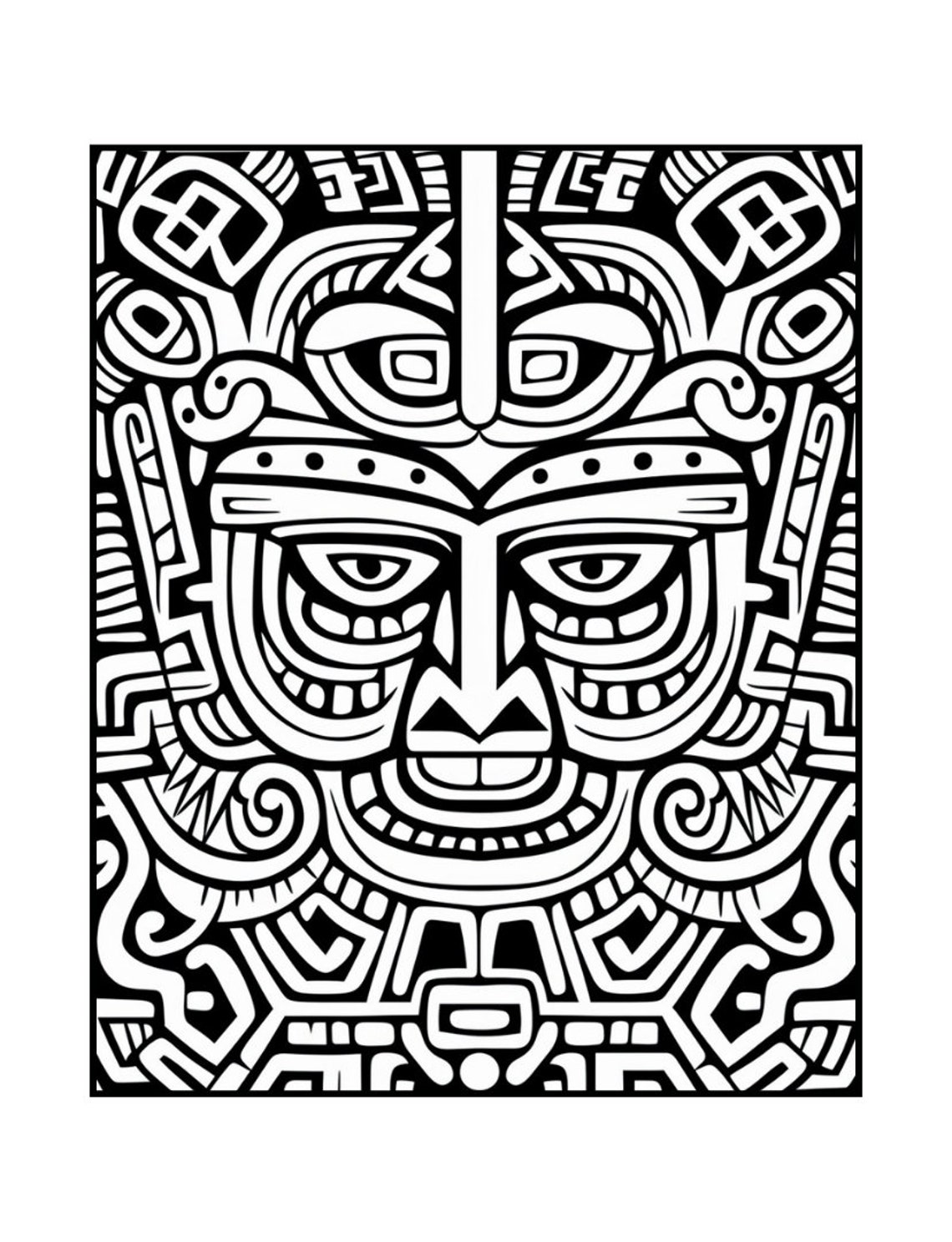 Mayan Art Coloring Book - 50 Pages - Etsy