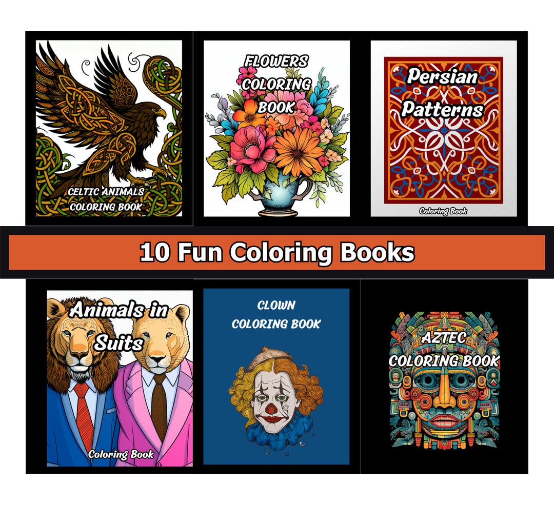 Coloring Book Bundle: 10 Books - 500 Pages (plus 2 Bonus Books) - Etsy