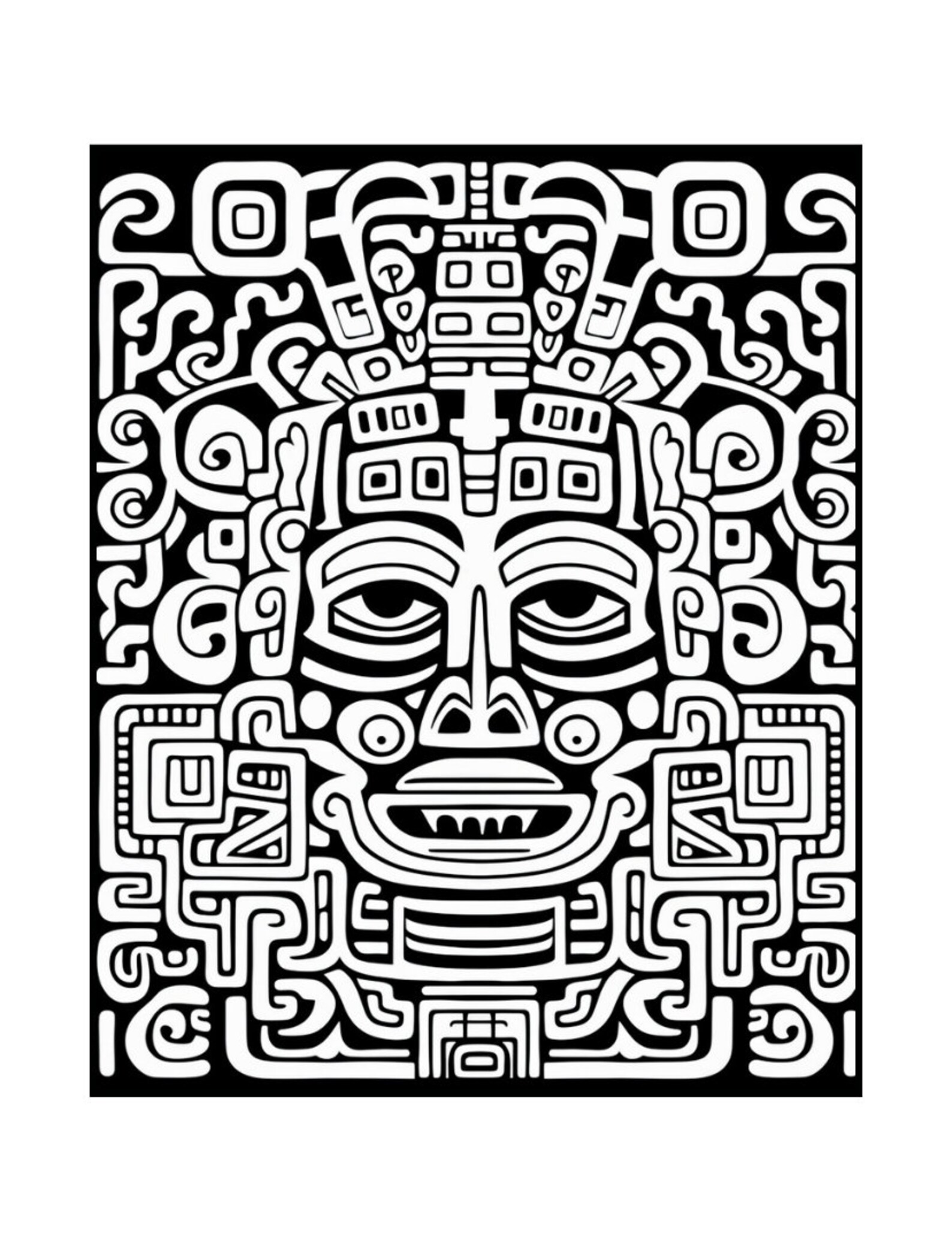 Mayan Art Coloring Book - 50 Pages - Etsy