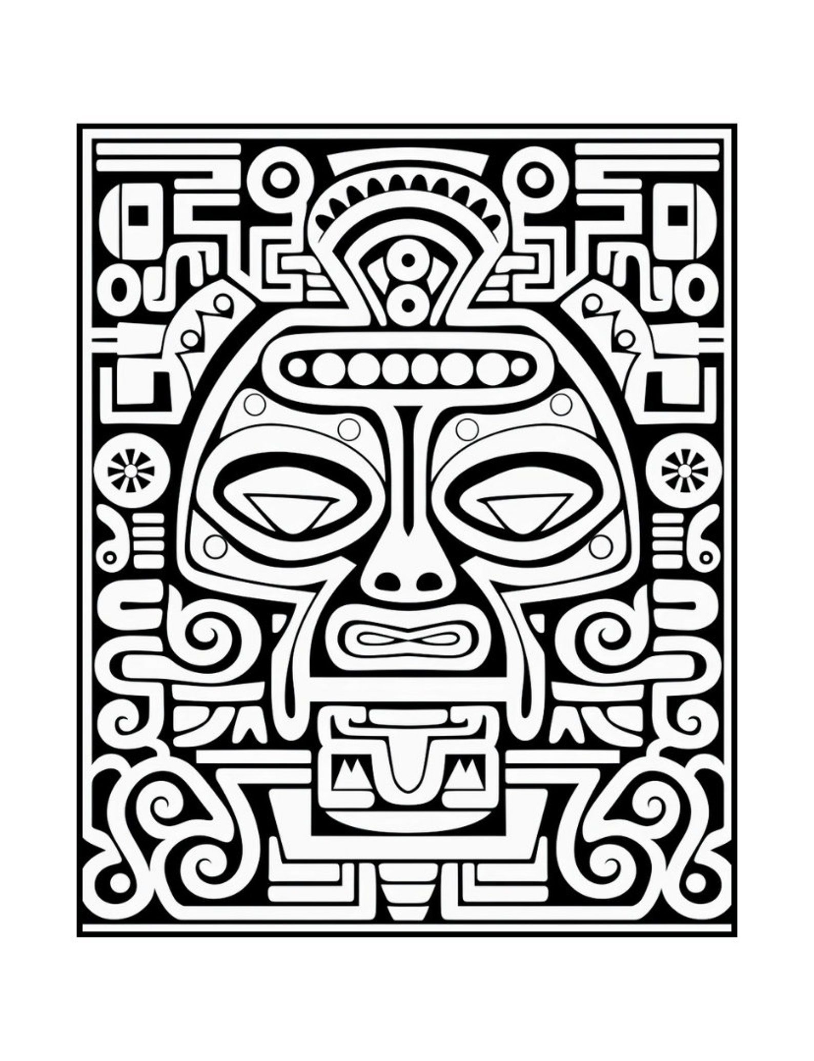 Mayan Art Coloring Book - 50 Pages - Etsy