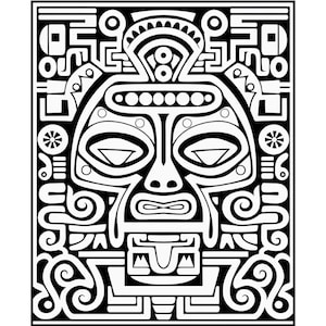 Mayan Art Coloring Book - 50 Pages - Etsy