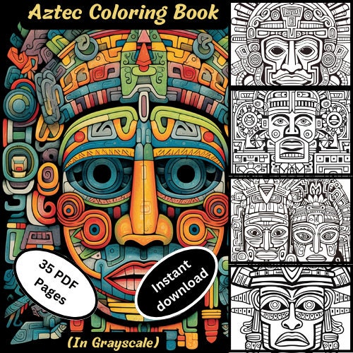 Aztec Coloring Book 1 - Etsy