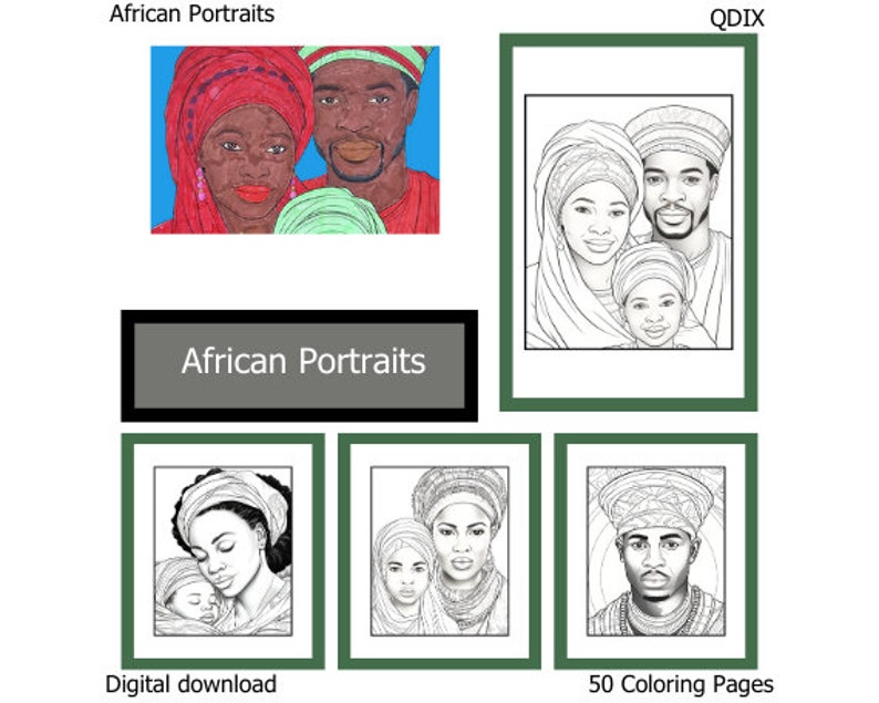 African Portraits: African Art Coloring Book | 50 Pages - Etsy