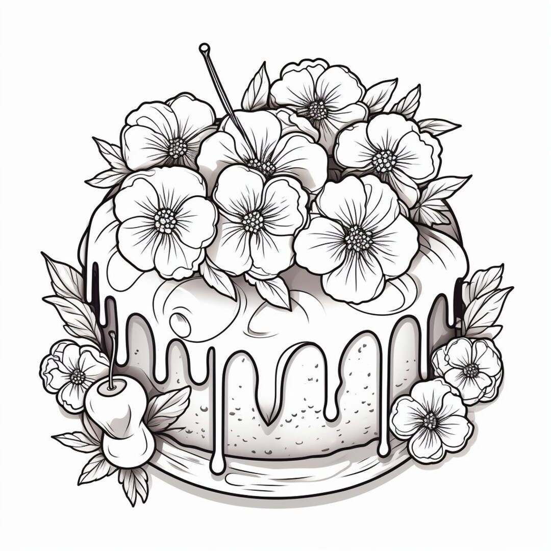 Grayscale Cake Coloring Book 2: A Coloring Adventure - Etsy UK