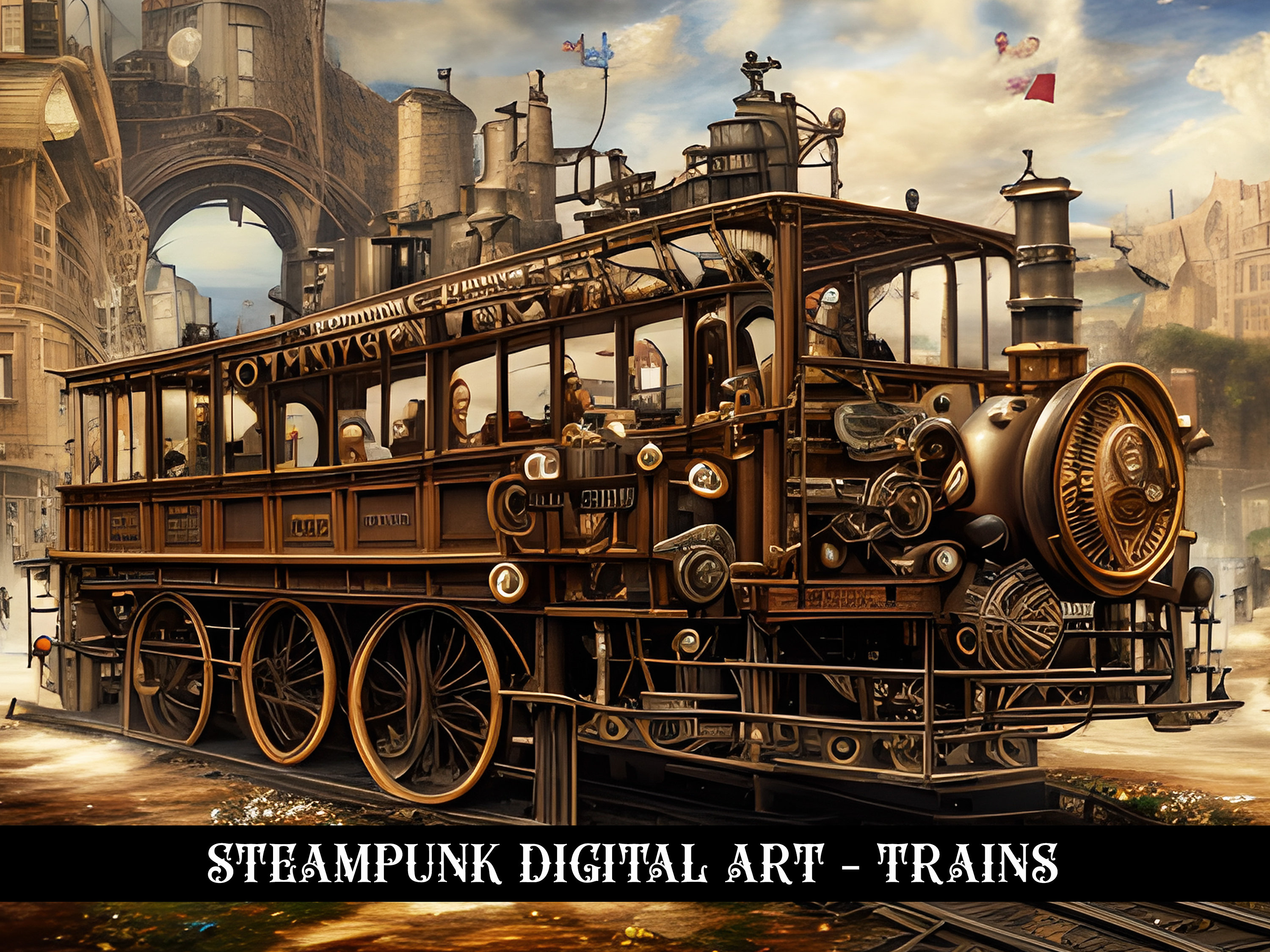 Steampunk Trains Digital Background Paper Pack High-quality - Etsy
