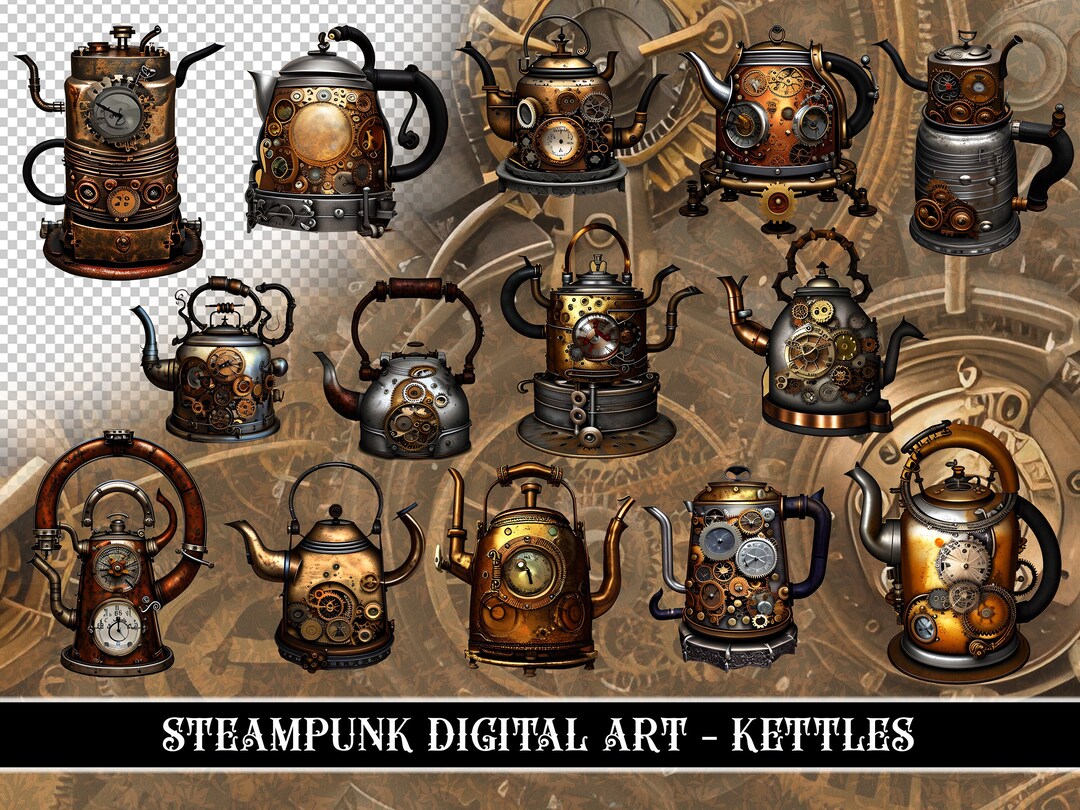 Steampunk Kettle Clipart: Victorian PNG Images (digital Download) - Etsy