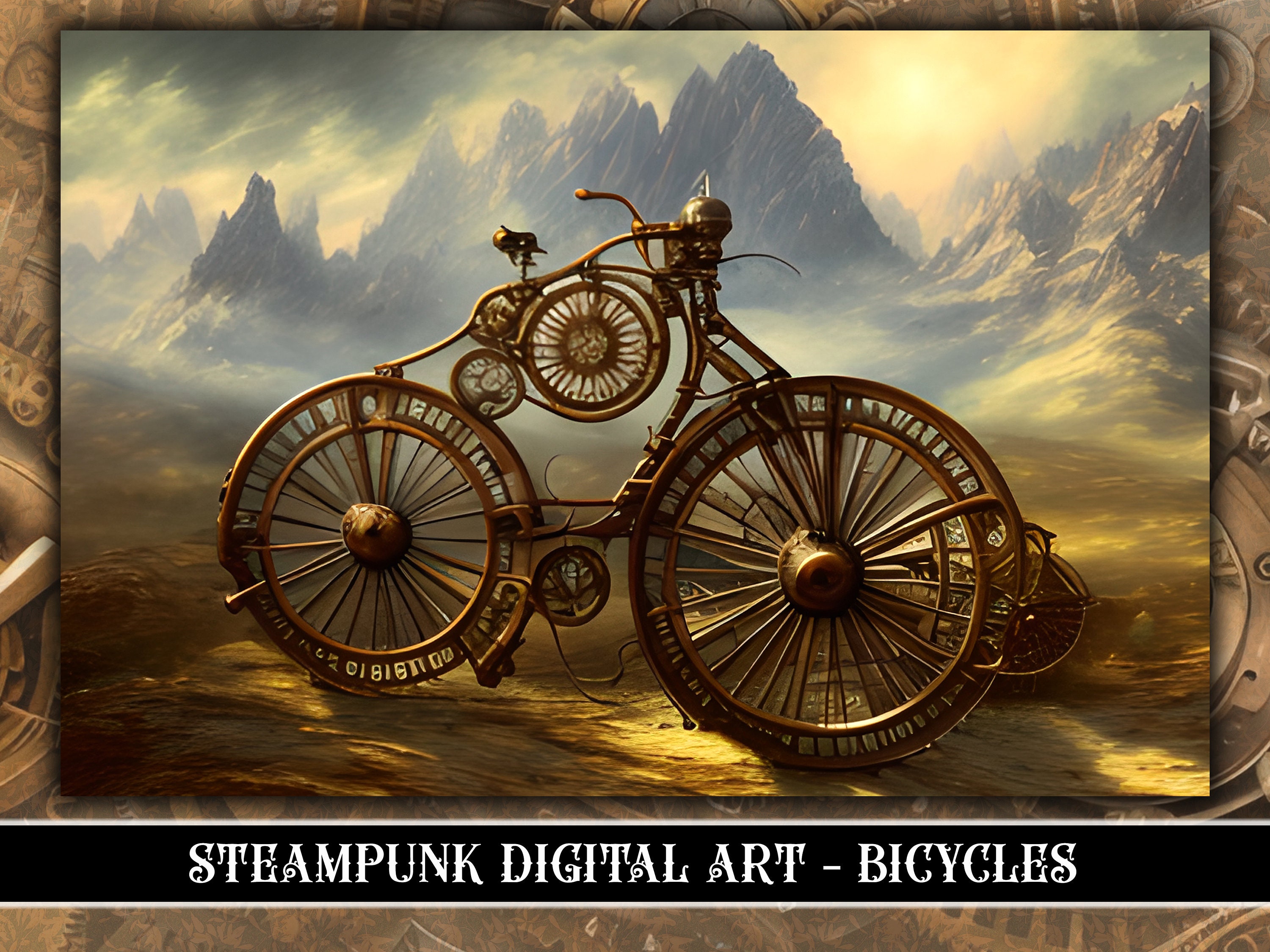 Steampunk Bicycles - Digital Paper - High Quality & Unique PNG Images ...