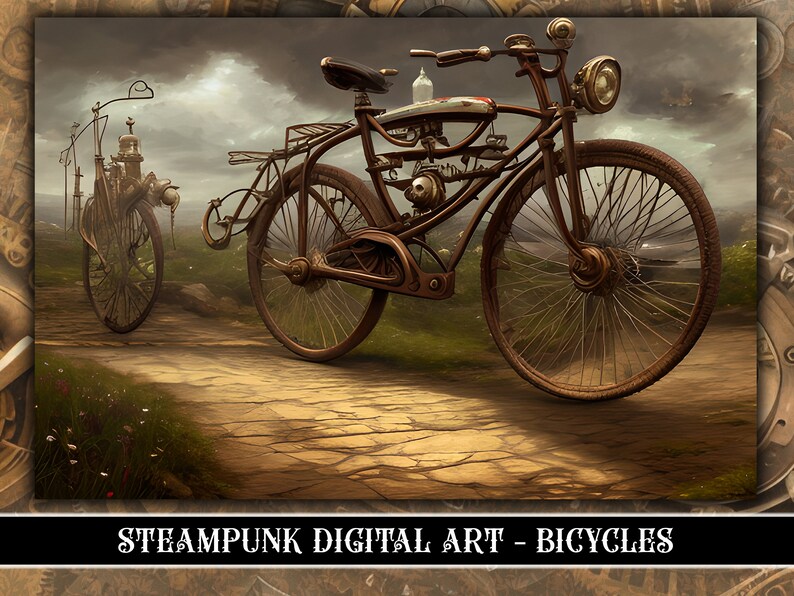 Steampunk Bicycles - Digital Paper - High Quality & Unique PNG Images ...