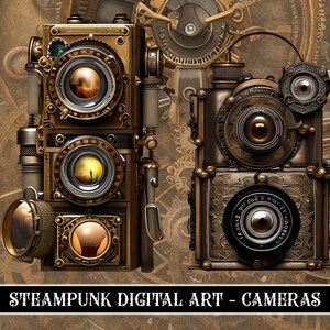 Steampunk Cameras - Digital Paper - High Quality & Unique PNG Images - Etsy