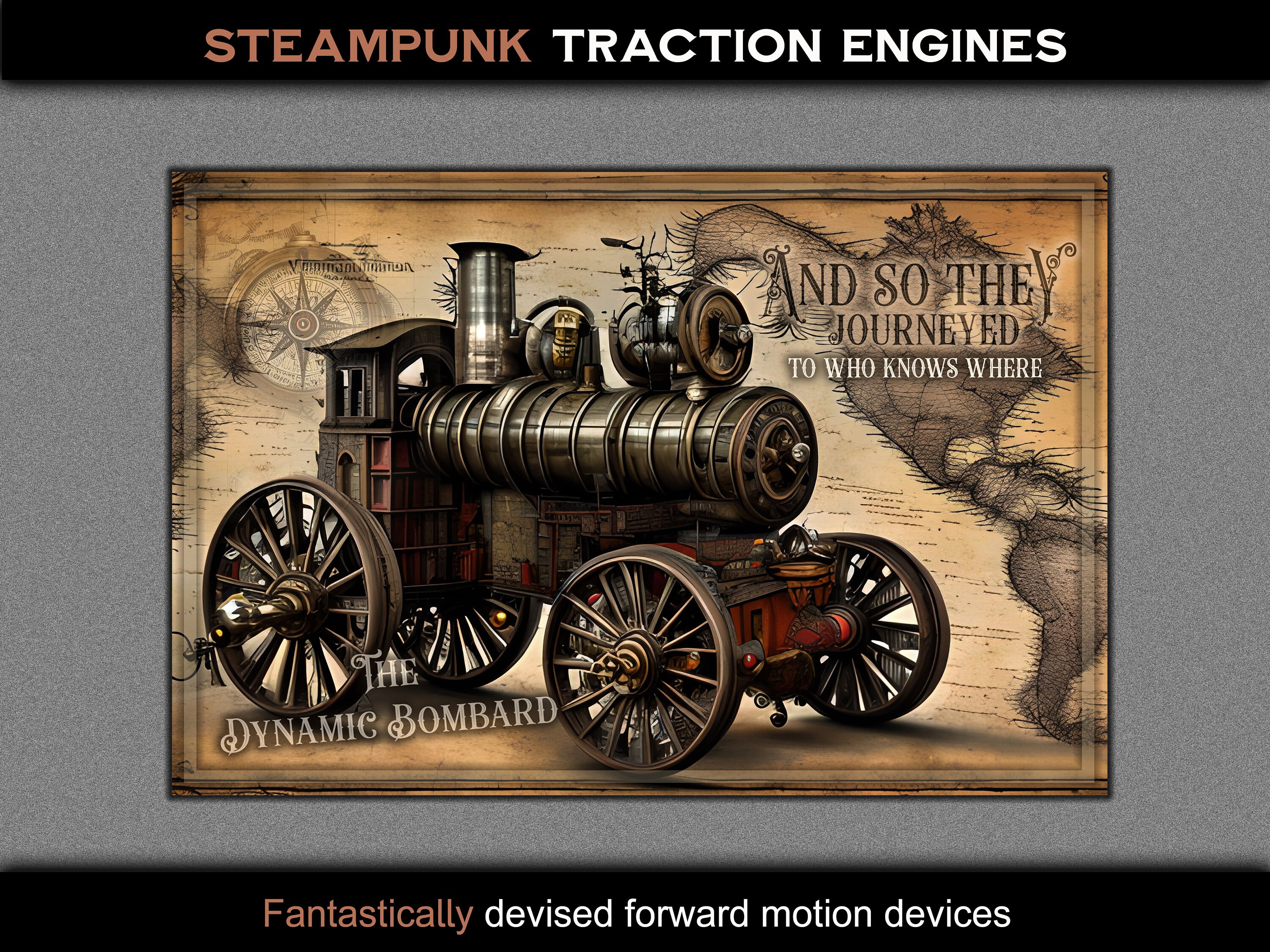 Steampunk Digital Background Paper Pack Traction Engines High-quality ...