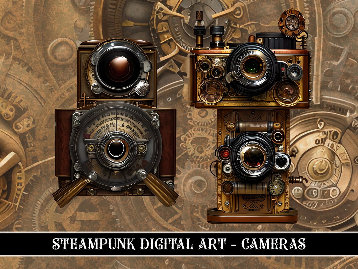 Steampunk Cameras Digital Paper High Quality & Unique PNG Images - Etsy