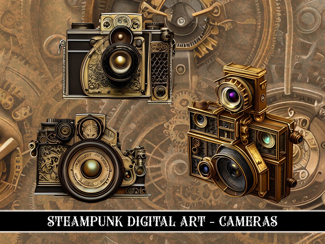Steampunk Cameras Digital Paper High Quality & Unique PNG Images - Etsy