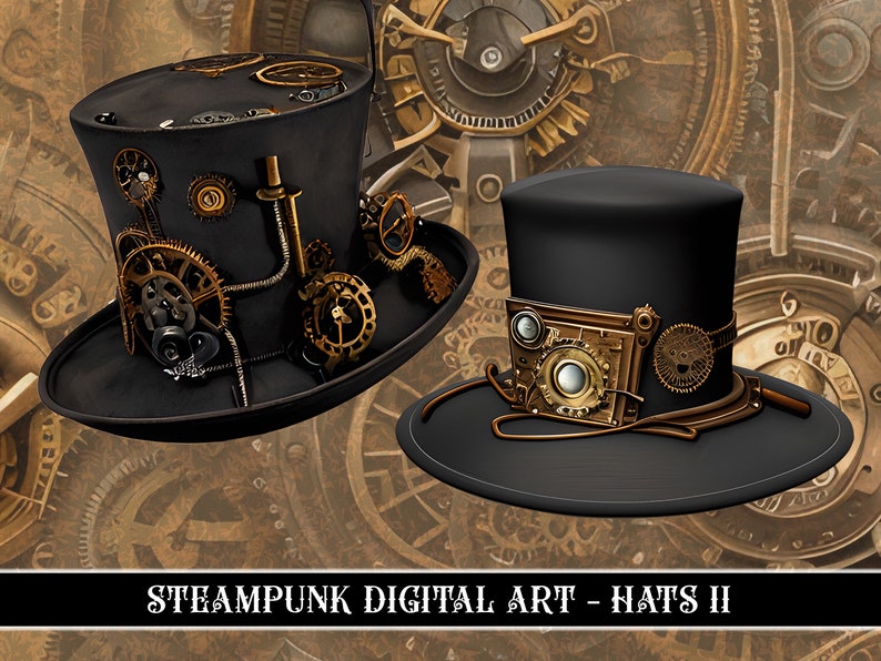 Steampunk Hats Clipart - High Quality & Unique Clipart Images - Etsy