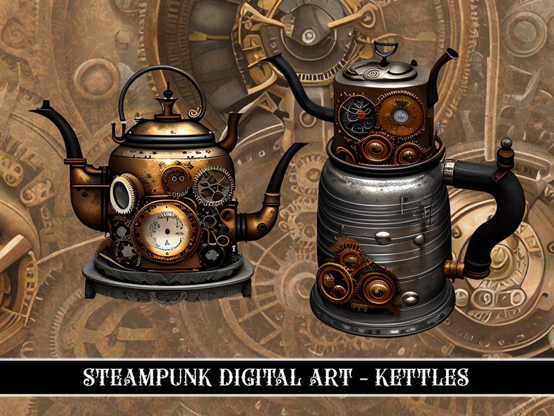 Steampunk Kettle Clipart: Victorian PNG Images (digital Download) - Etsy