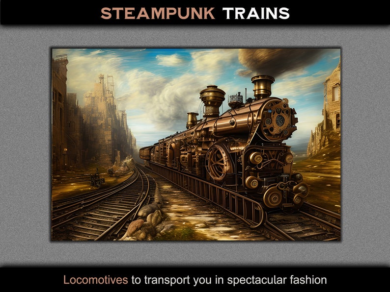 Steampunk Trains Digital Background Paper Pack High-quality - Etsy