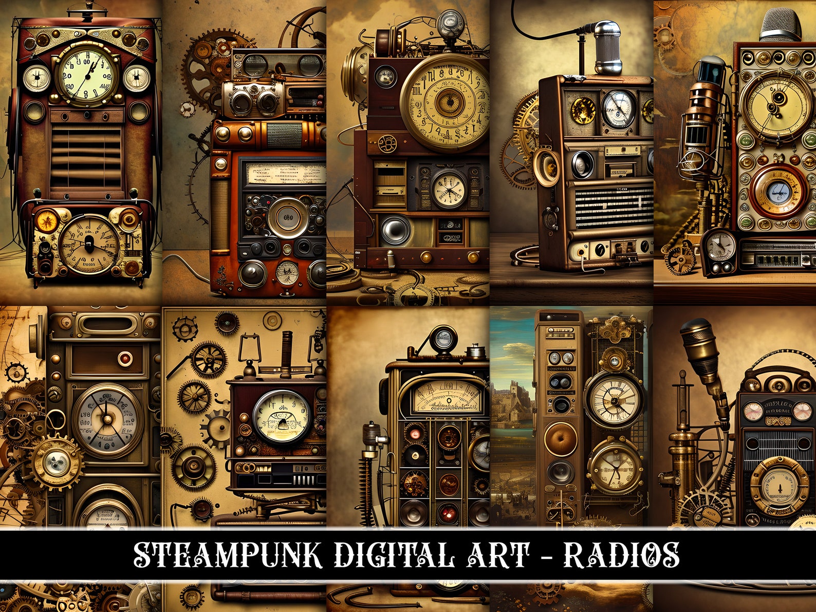 Steampunk Radio Clipart: Victorian Style PNG Images (digital Download ...