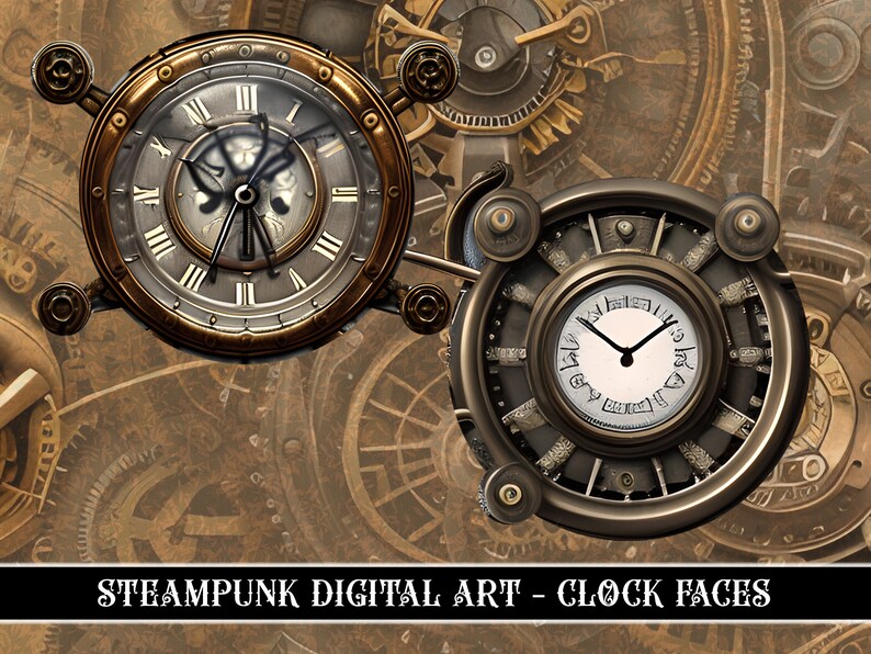 Steampunk Clocks - Digital Paper - High Quality & Unique PNG Images - Etsy
