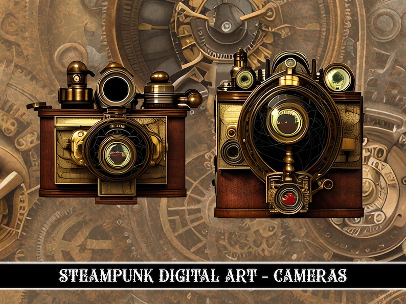 Steampunk Cameras - Digital Paper - High Quality & Unique PNG Images - Etsy