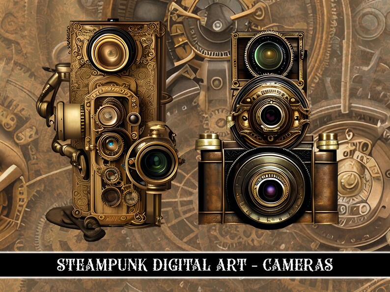 Steampunk Cameras Digital Paper High Quality & Unique PNG Images - Etsy