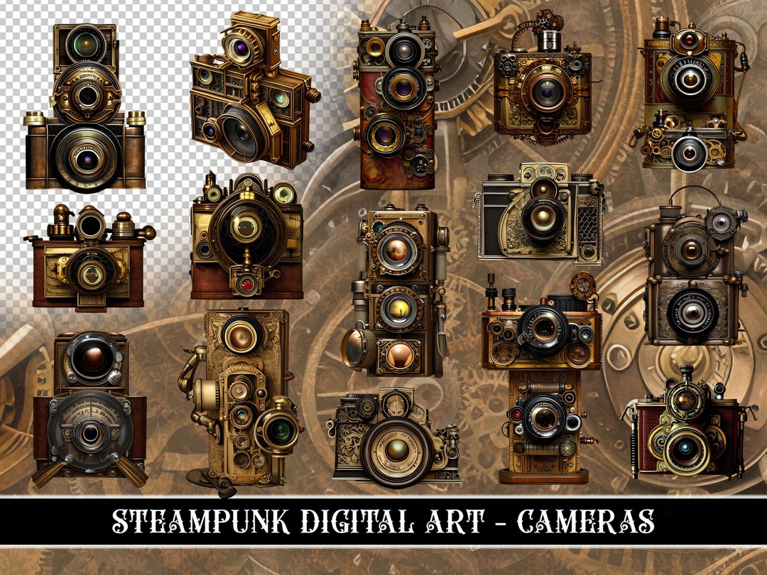 Steampunk Cameras - Digital Paper - High Quality & Unique PNG Images - Etsy