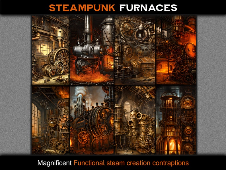 Steampunk Furnaces Clipart: Victorian PNG Images (digital Download) - Etsy