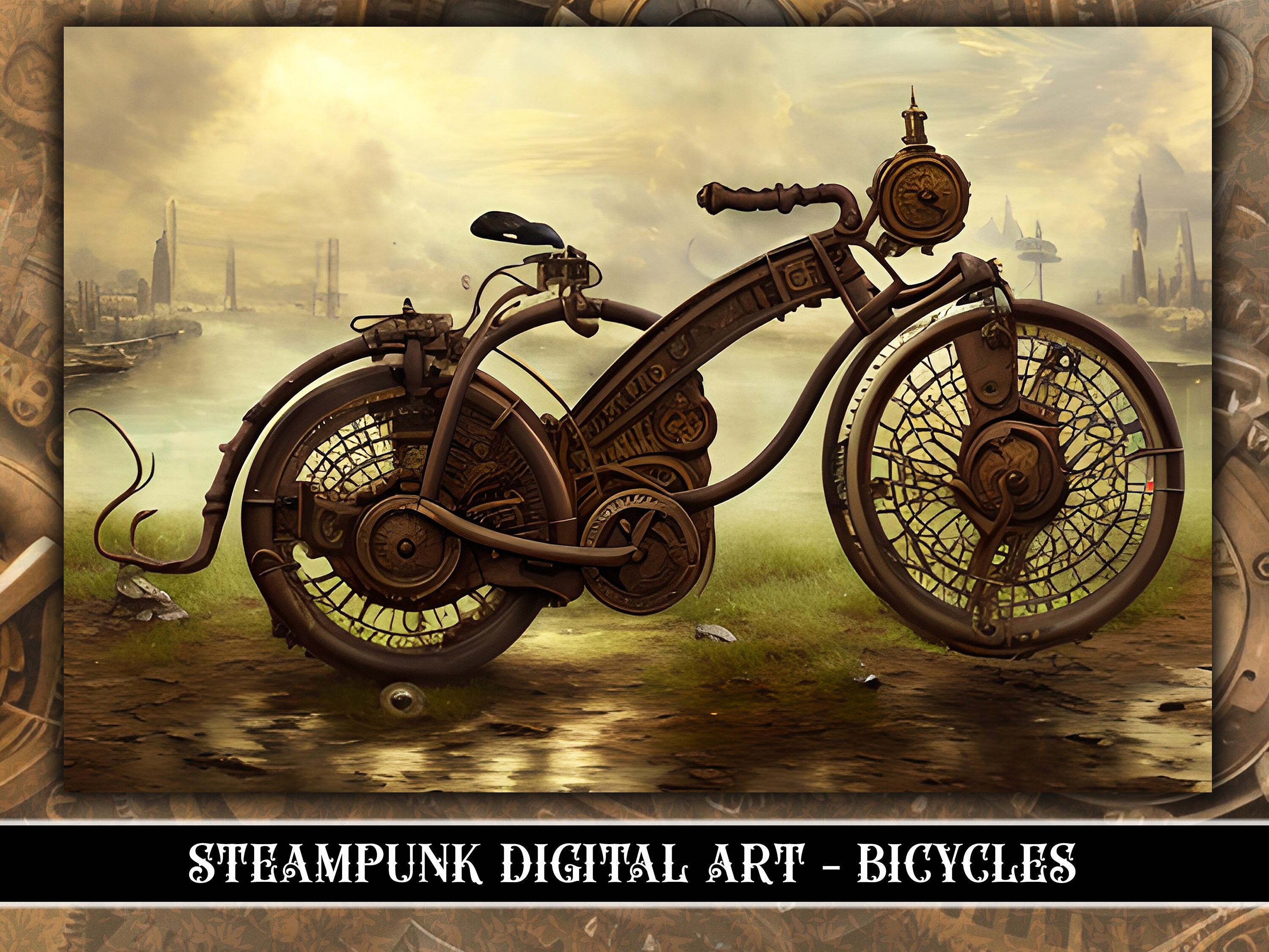 Steampunk Bicycles - Digital Paper - High Quality & Unique PNG Images ...