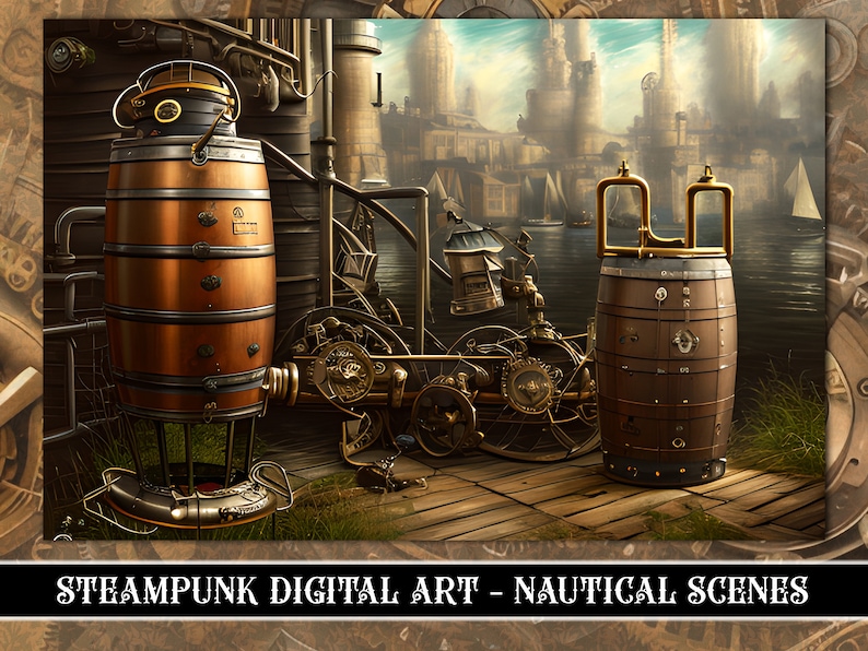 Steampunk Digital Background Paper Pack Nautical Images for - Etsy