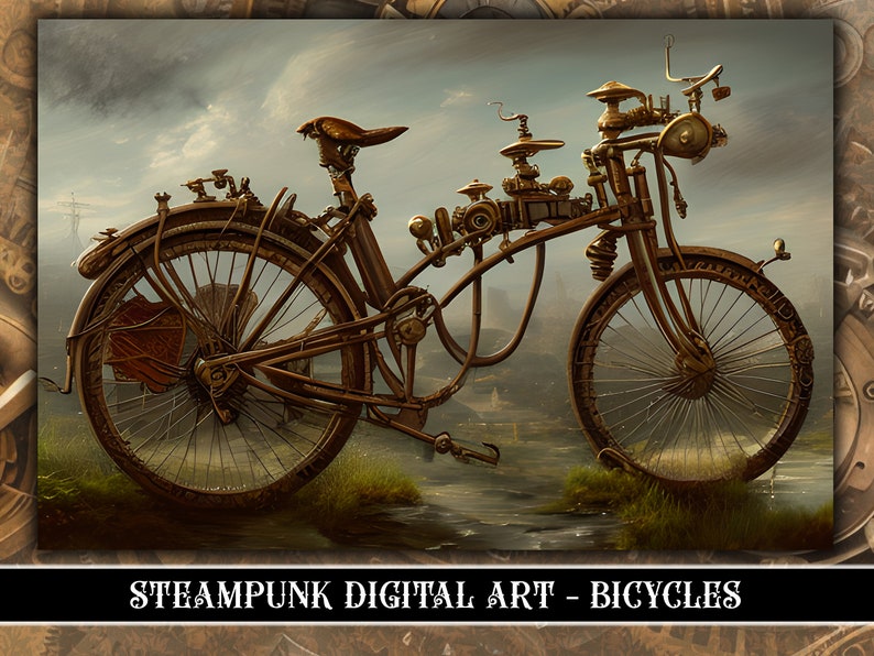 Steampunk Bicycles - Digital Paper - High Quality & Unique PNG Images ...