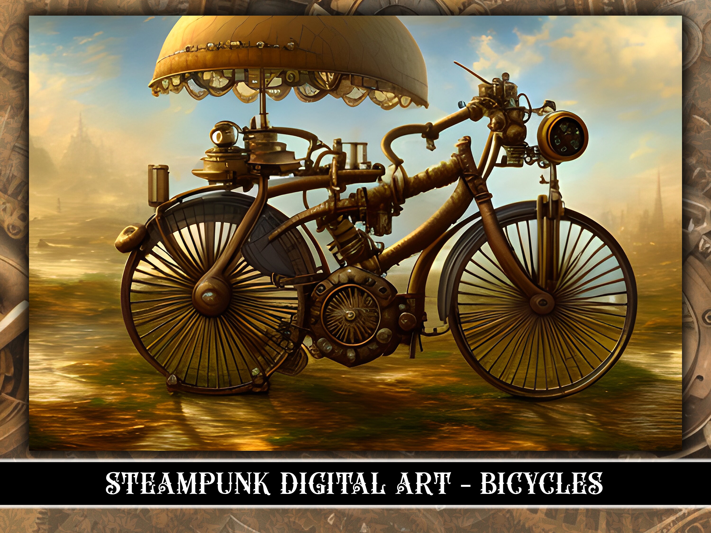 Steampunk Bicycles - Digital Paper - High Quality & Unique PNG Images ...