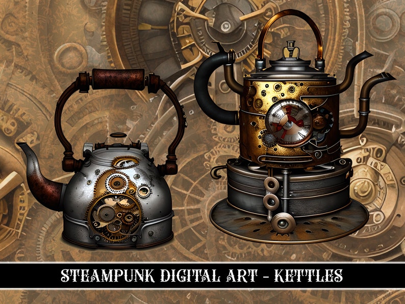Steampunk Kettle Clipart: Victorian PNG Images (digital Download) - Etsy