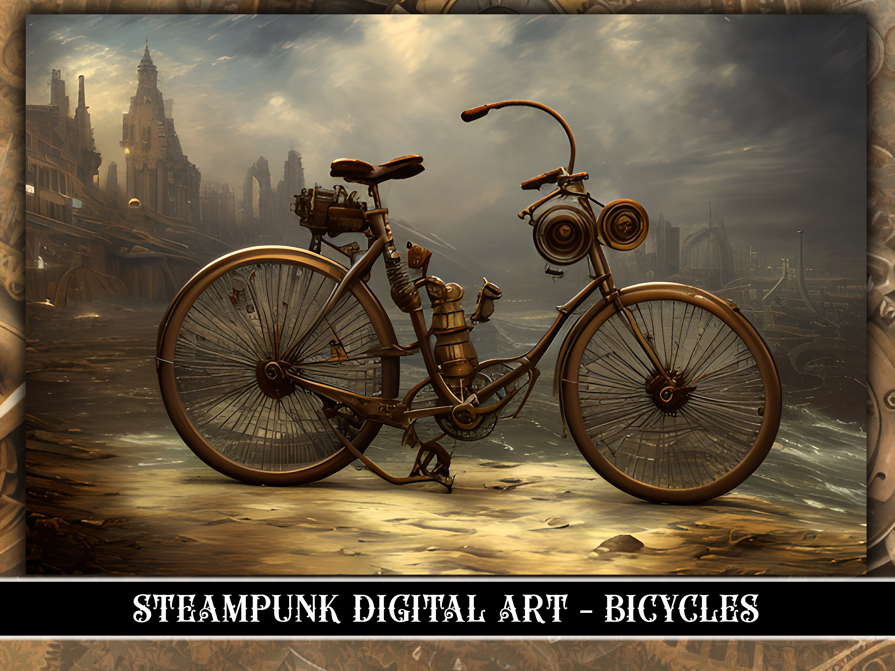 Steampunk Bicycles - Digital Paper - High Quality & Unique PNG Images ...