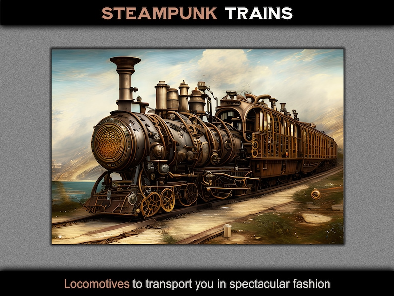 Steampunk Trains Digital Background Paper Pack High-quality Clipart for Scrapbooking and Junk ...