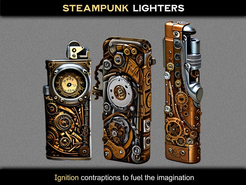 Steampunk Digital Clipart - Lighters - High Quality & Unique PNG Images ...