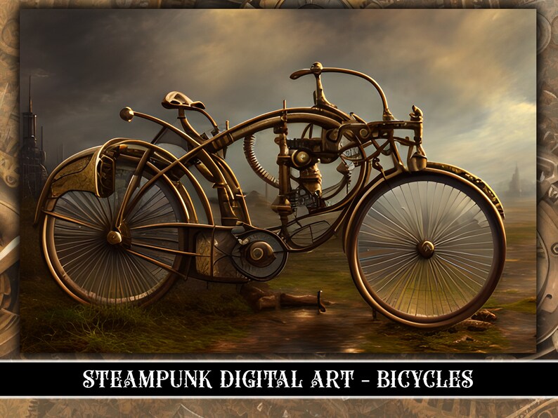 Steampunk Bicycles - Digital Paper - High Quality & Unique PNG Images ...