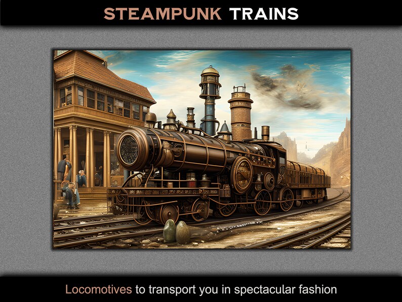 Steampunk Trains Digital Background Paper Pack High-quality - Etsy