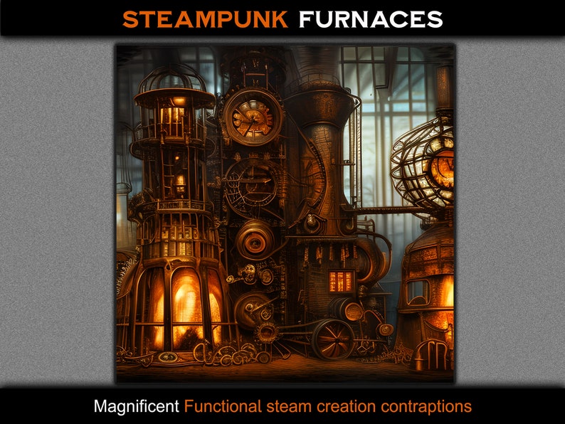Steampunk Furnaces - Digital Paper - High Quality & Unique PNG Images ...