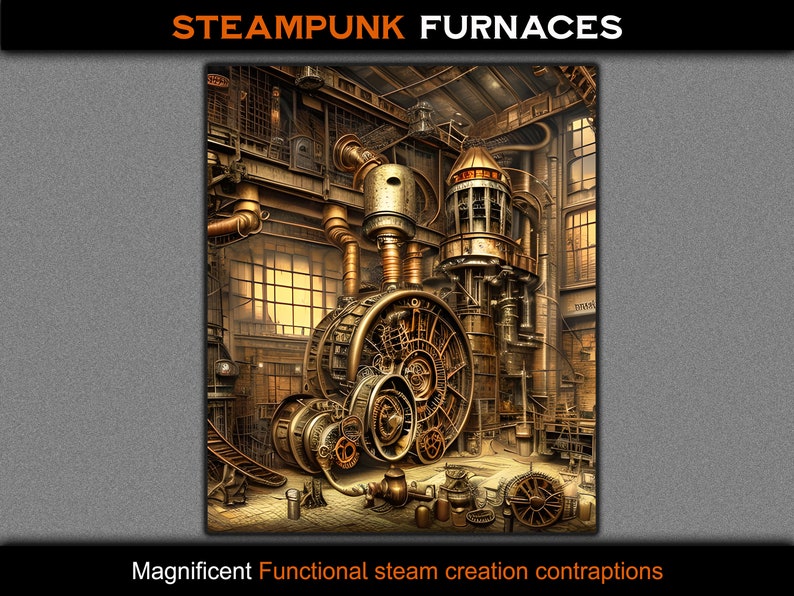 Steampunk Furnaces - Digital Paper - High Quality & Unique PNG Images ...