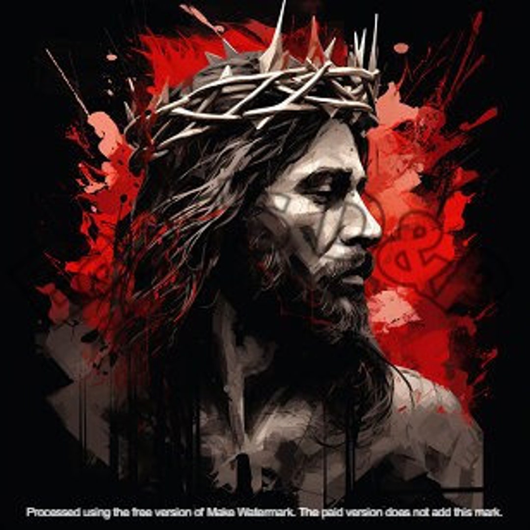 Jesus Christ Red Black and Gray Digital Illustration - Etsy