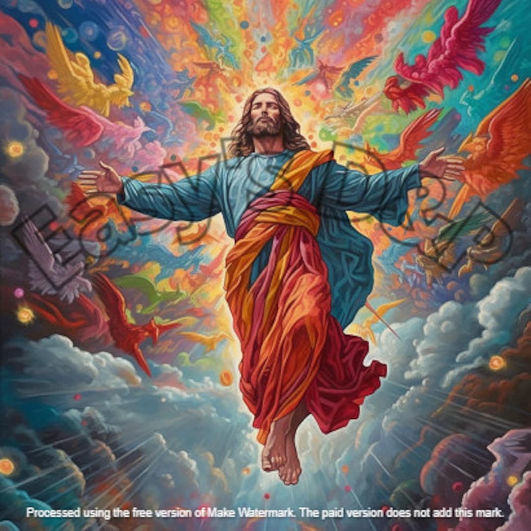 Jesus Christ in the Air Open Arms Digital Illustration - Etsy