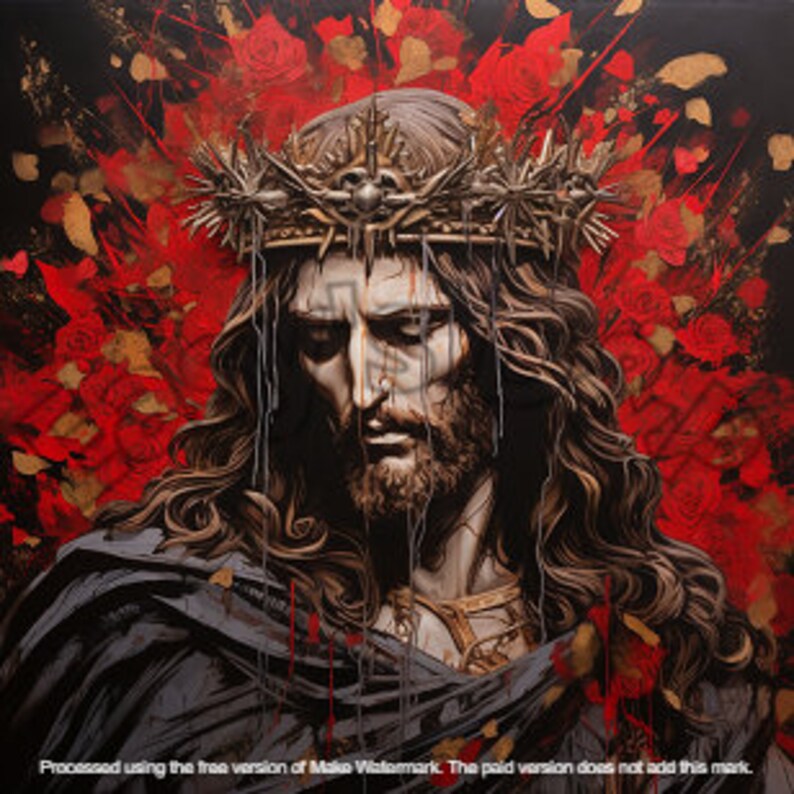 Jesus Christ Red Crown of Thorns Digital Image - Etsy