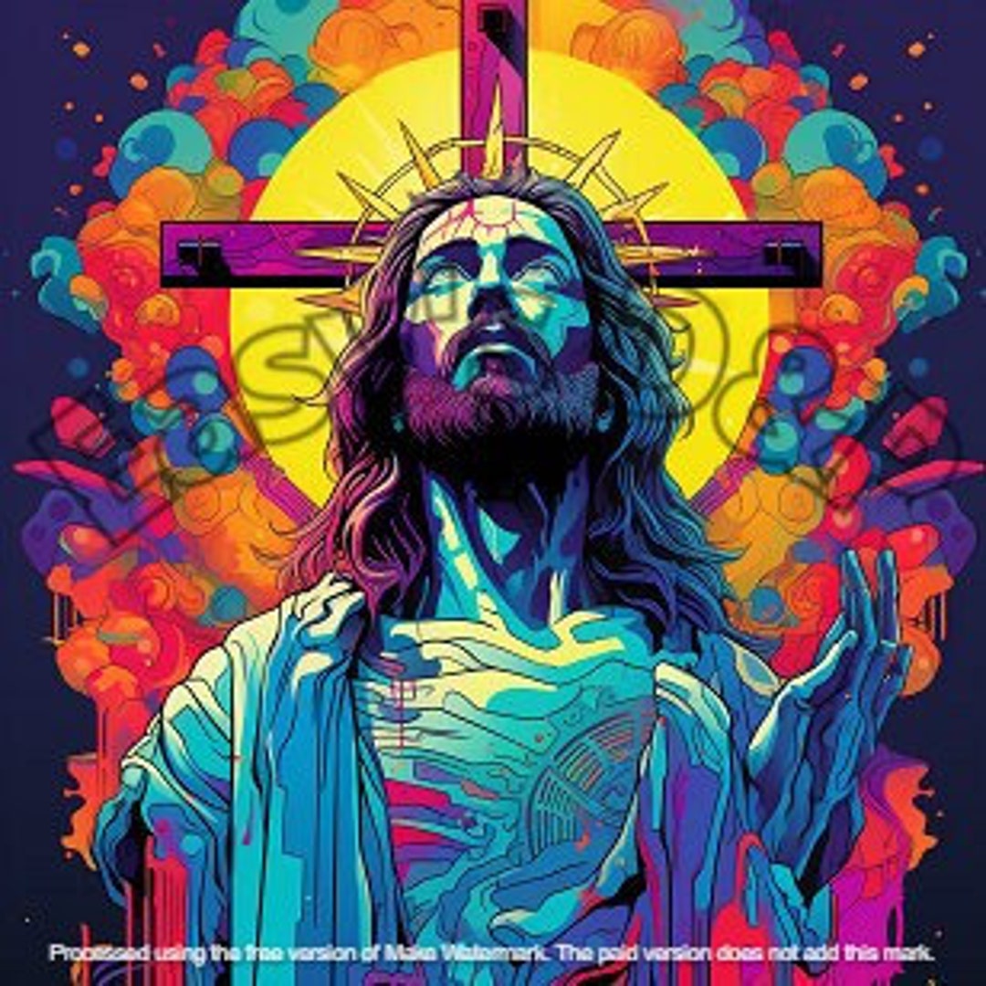 Jesus on the Cross Colorful Digital File - Etsy