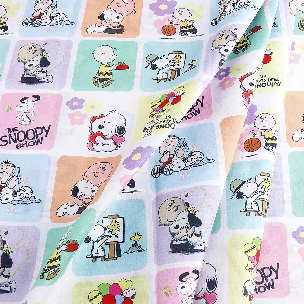 Snoopy and Woodstock Fabric Polyester Cotton Fabric Cartoon Fabric ...