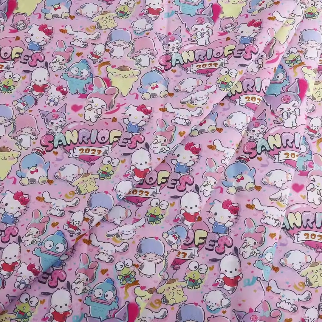Sanrio My Melody Fabric Hello Kitty Kuromi Fabric Polyester Cotton ...