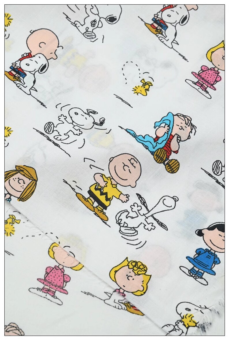 PEANUTS Fabric Woodstock Snoopy Charlie Brown Linus Sally Brown Fabric ...