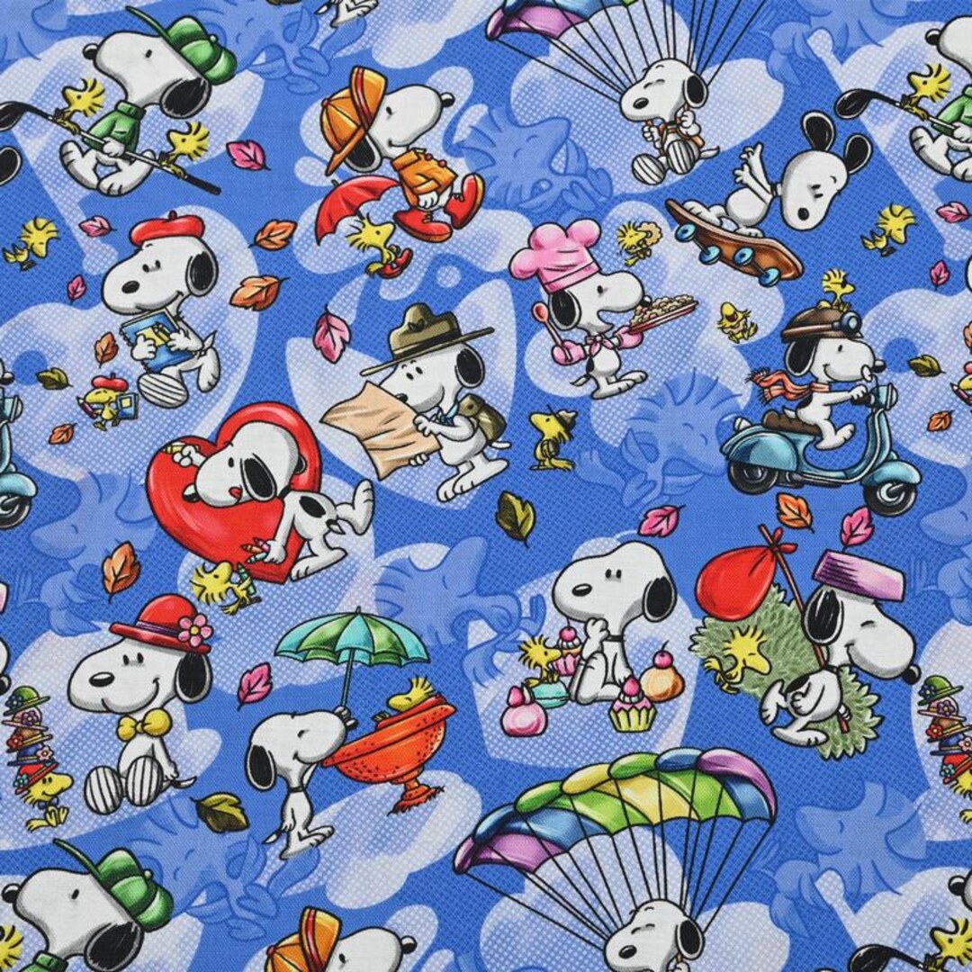 PEANUTS Fabric Woodstock Snoopy Charlie Brown Linus Sally Brown Fabric ...