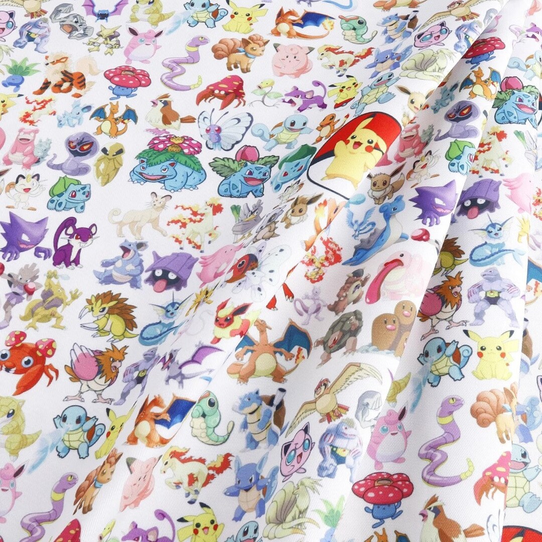 Pikachu Poket Monster Fabric Polyester Cotton Fabric Cartoon Fabric Quilting Fabric by the Half ...