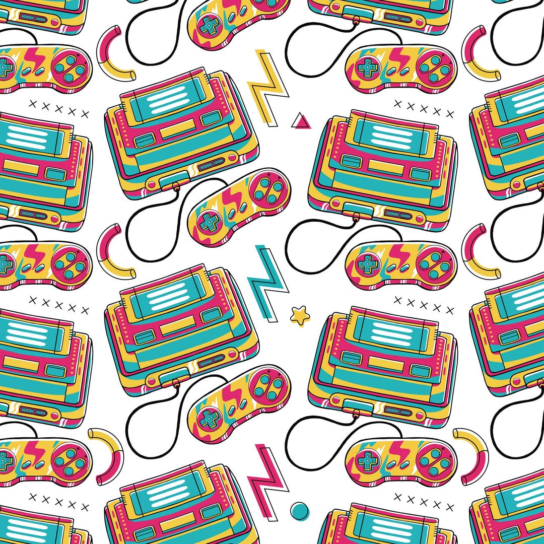 Retro Game Console Fabric, 1/2 Yard Minimum, 100% Cotton Fabric ...